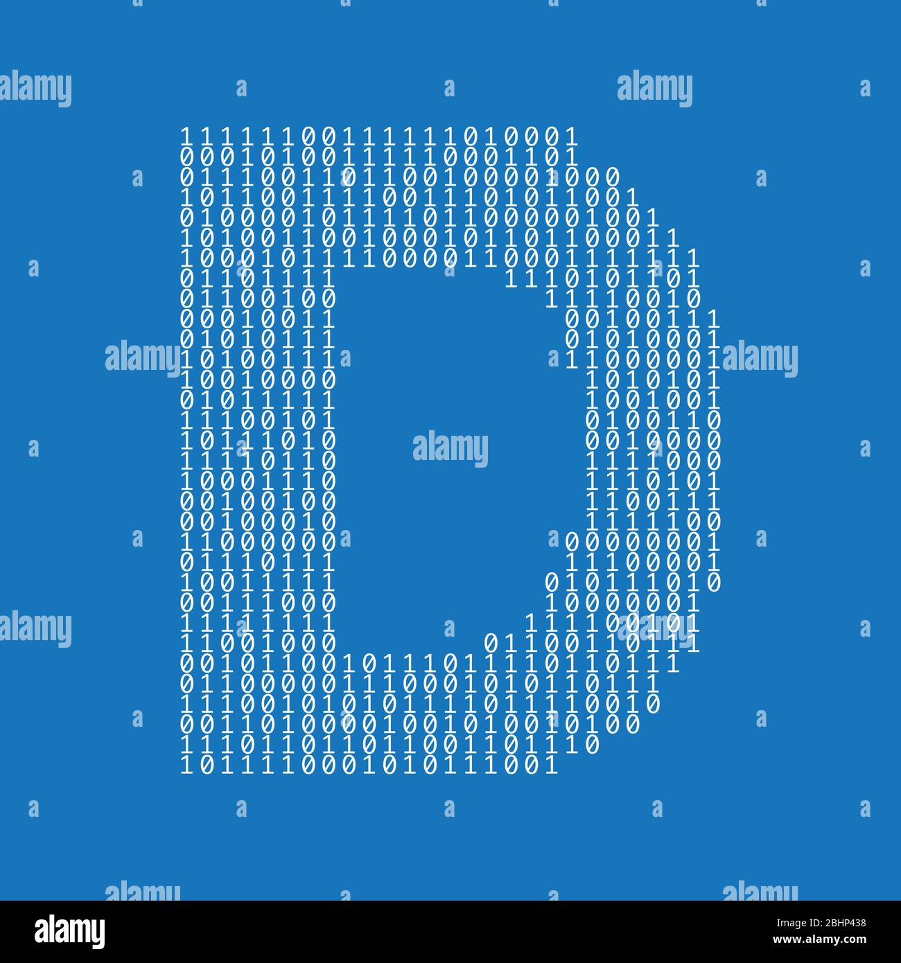 Letter D made from binary code digits. Technology background Stock ...