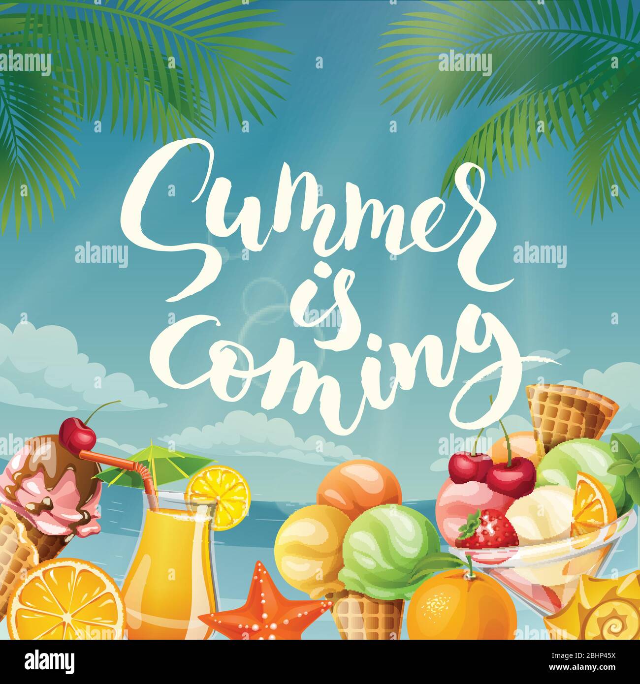 Summer vacation motivational poster with Summer lettering design Stock ...