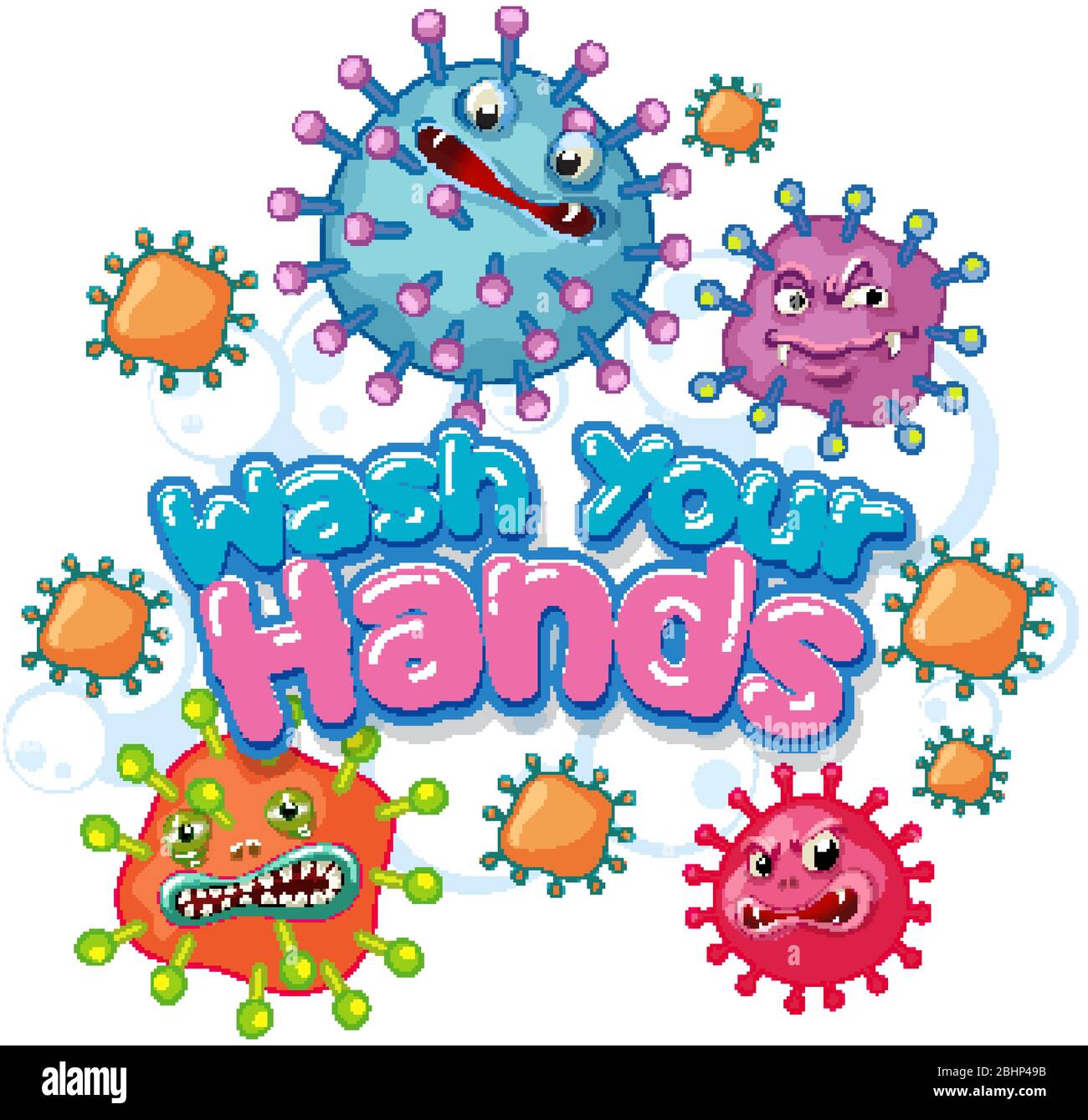 Coronavirus poster design with word wash your hands illustration Stock ...