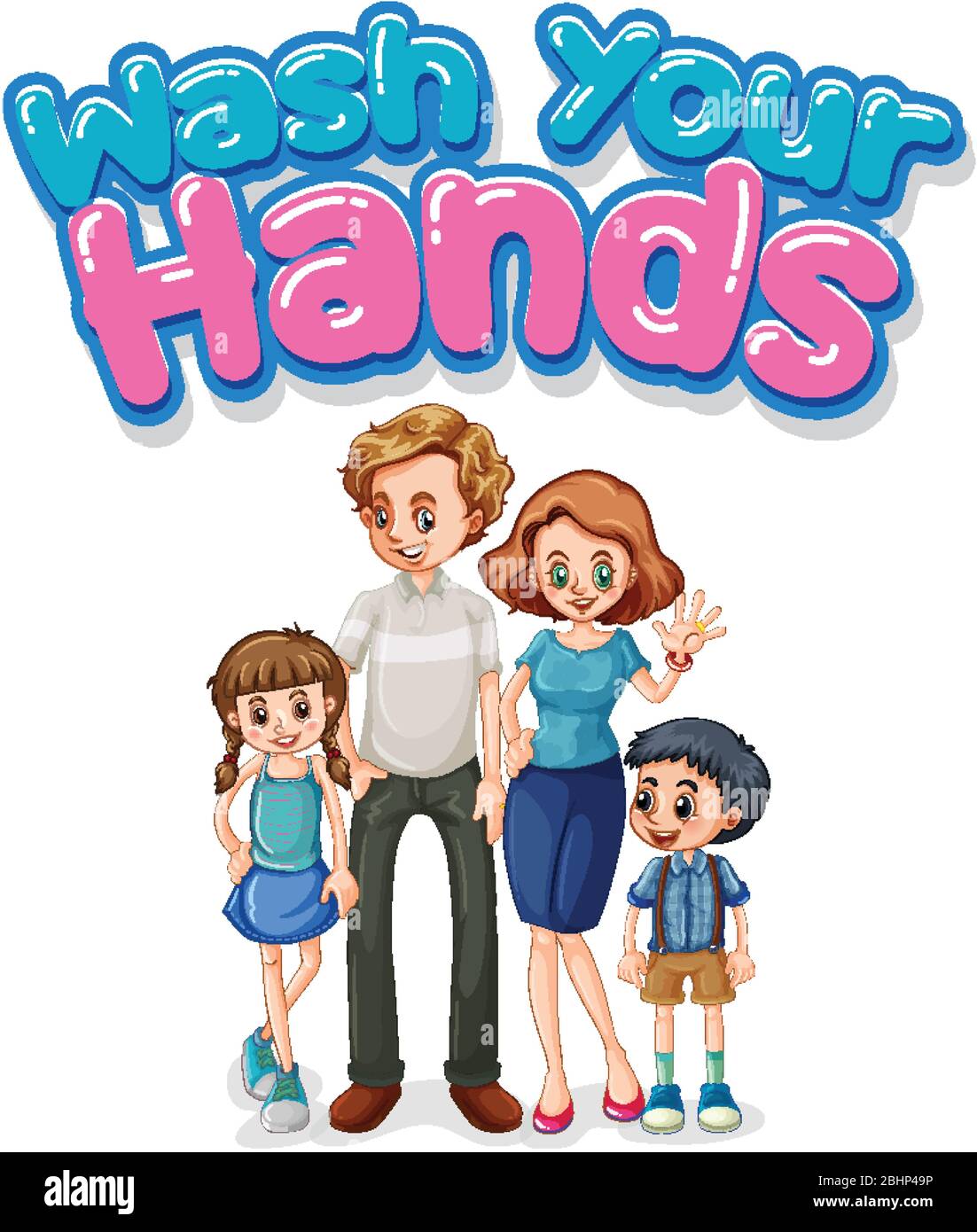 Happy family with hand wash sign illustration Stock Vector Image & Art ...