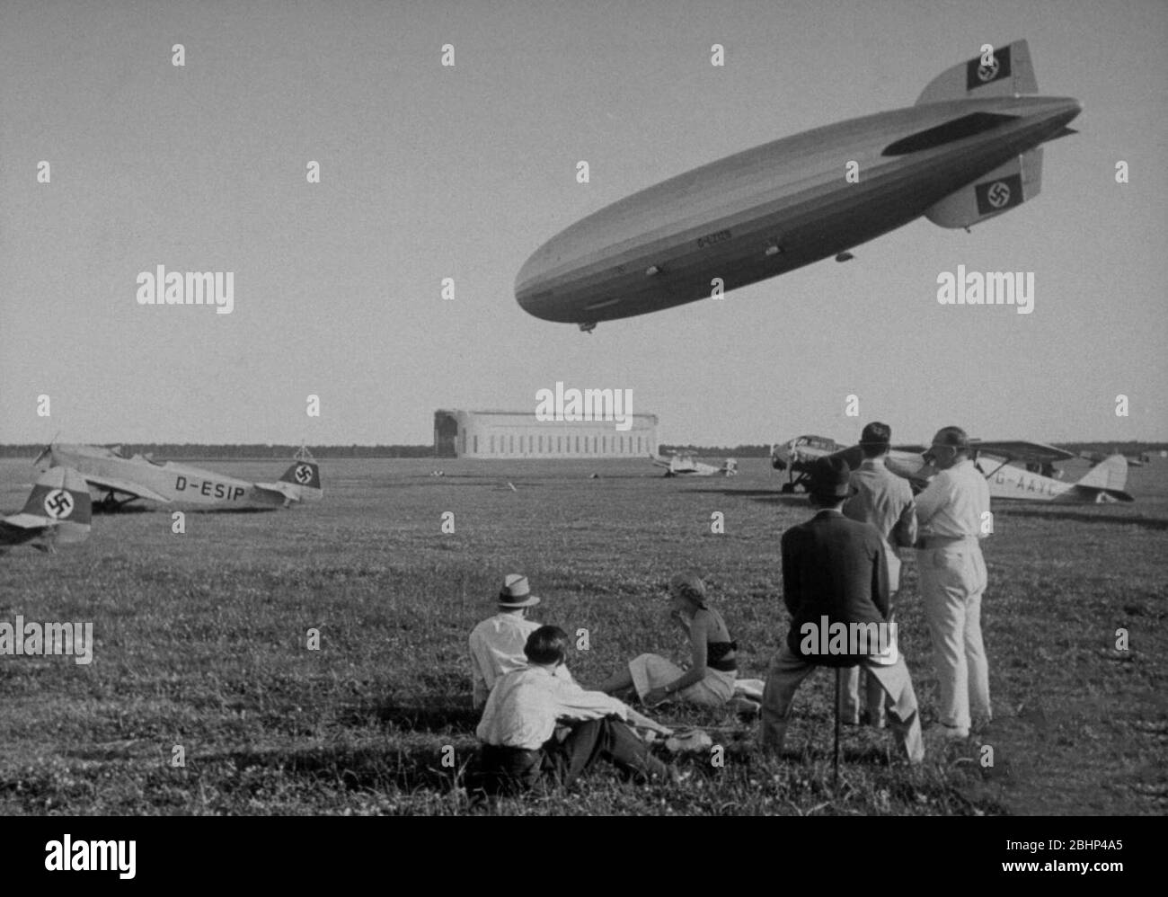 The German Zeppelin airship - the Hindenburg in flight. 1930s ...