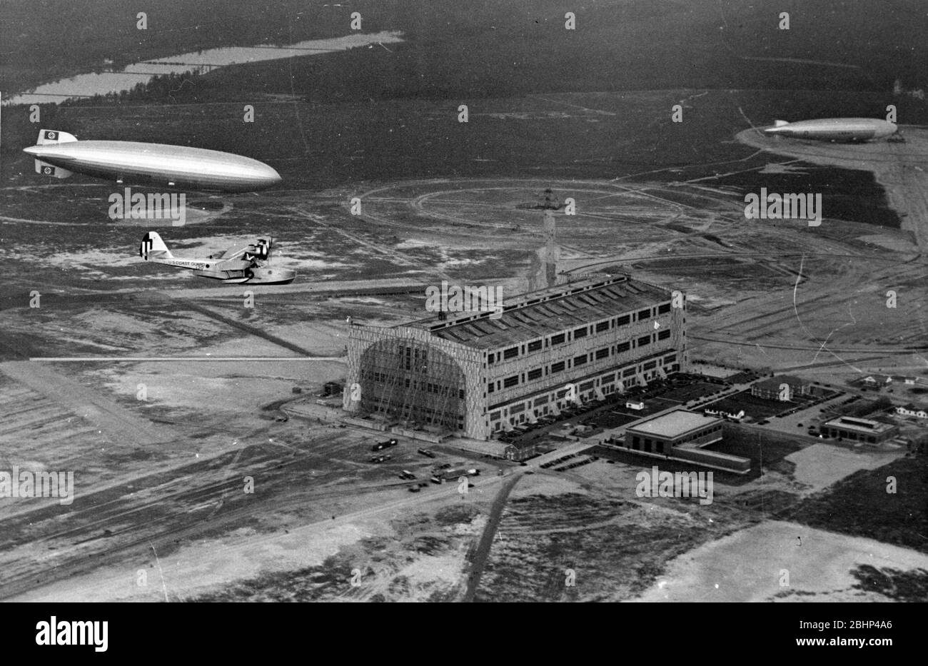 The German Zeppelin airship - the Hindenburg in flight. 1930s ...