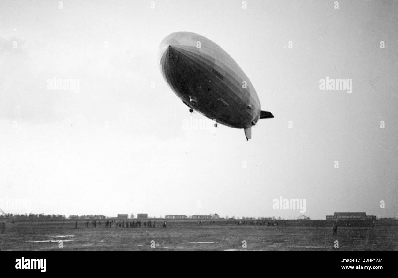 The German Zeppelin airship - the Hindenburg in flight. 1930s ...