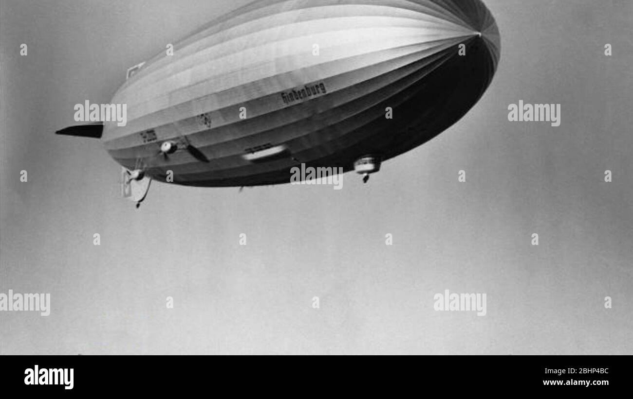 The German Zeppelin airship - the Hindenburg in flight. 1930s ...