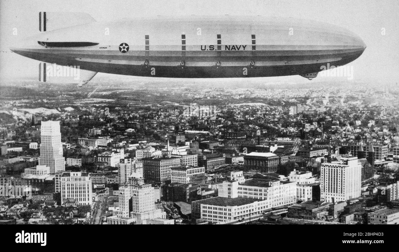 The German Zeppelin airship - the Hindenburg in flight. 1930s ...