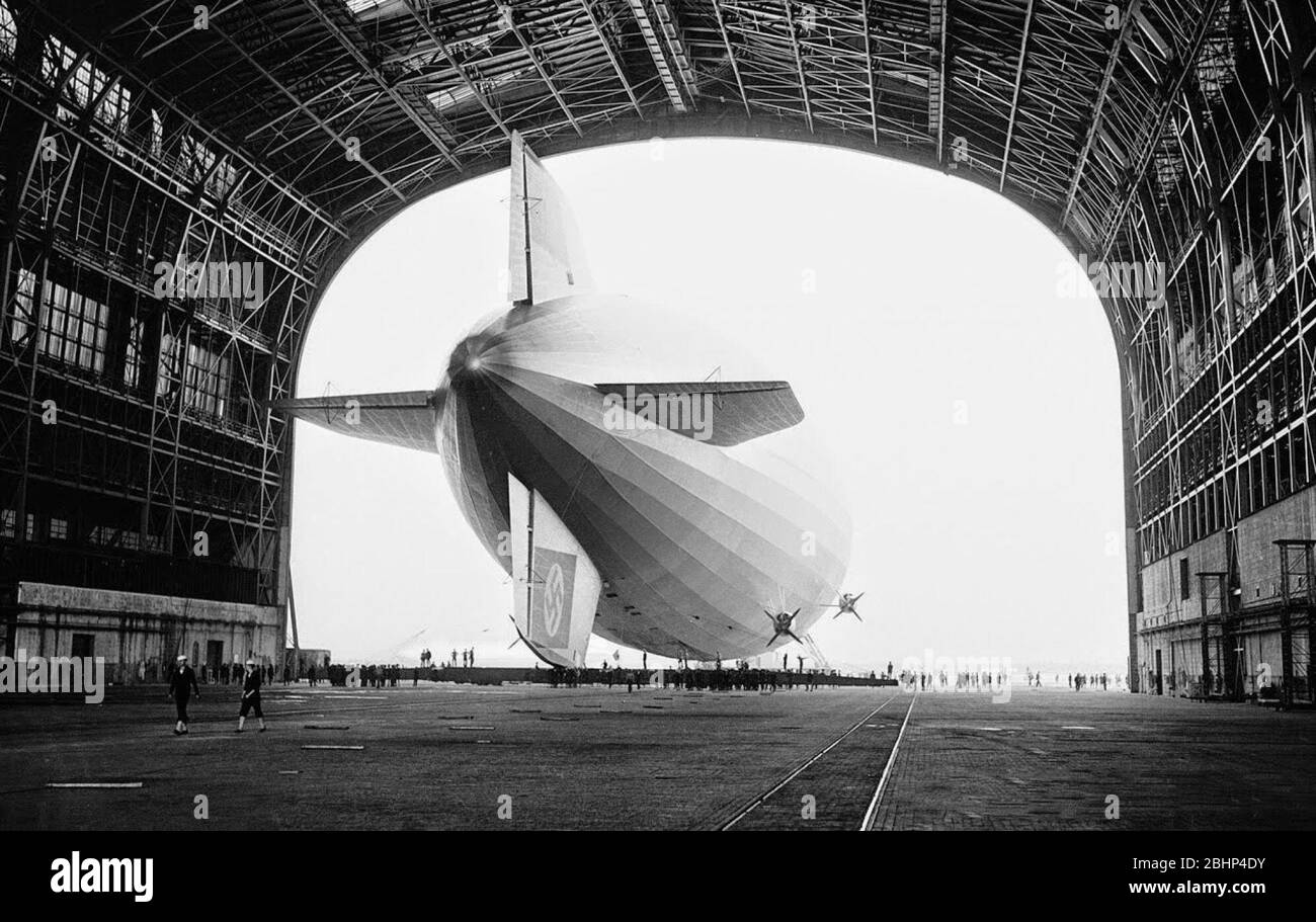 The German Zeppelin airship - the Hindenburg in flight. 1930s ...