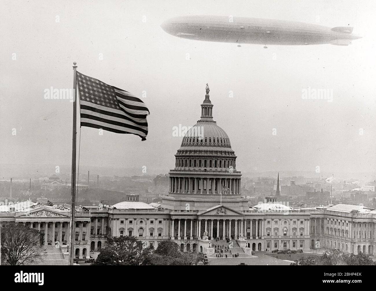 The German Zeppelin airship - the Hindenburg in flight. 1930s ...