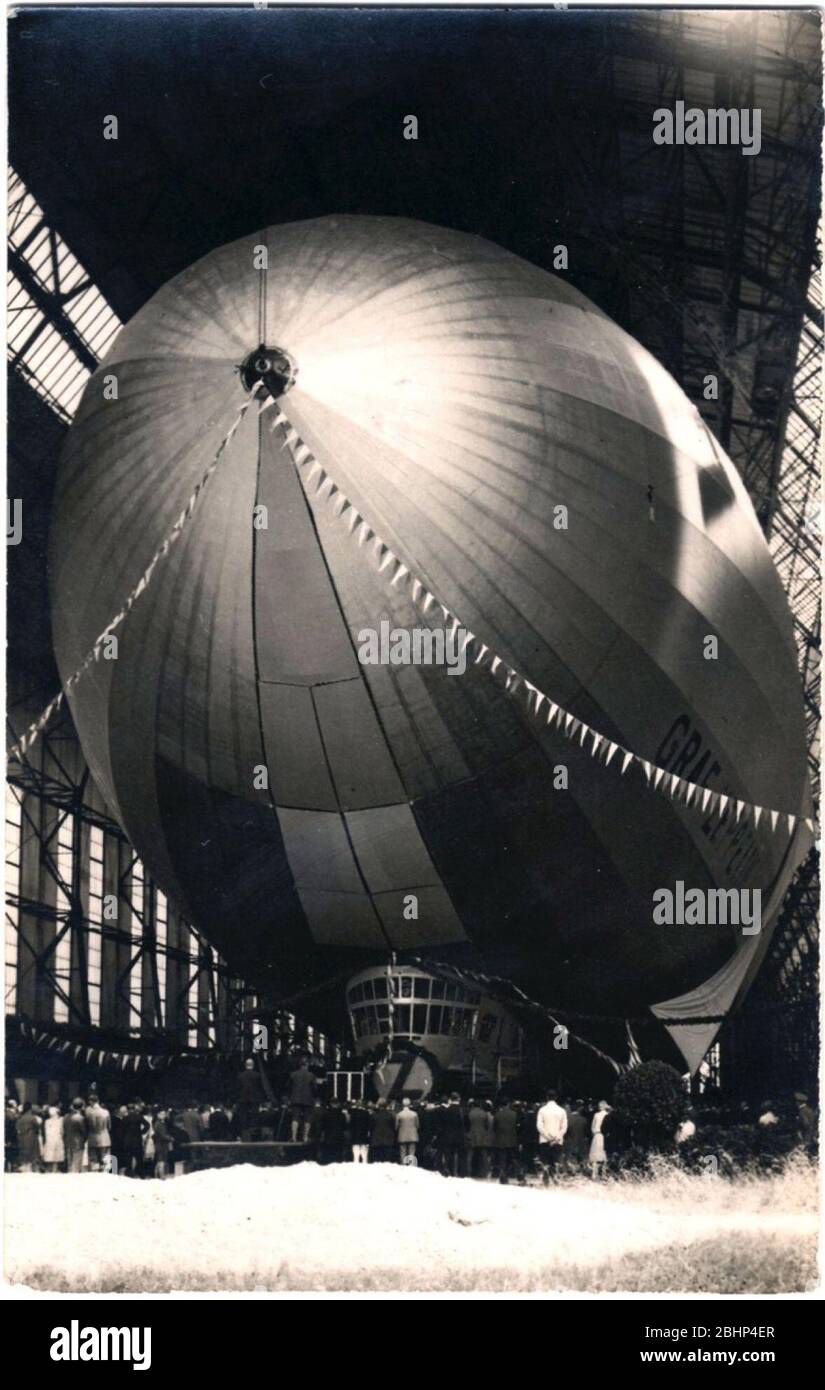 The German Zeppelin airship - the Hindenburg in flight. 1930s ...