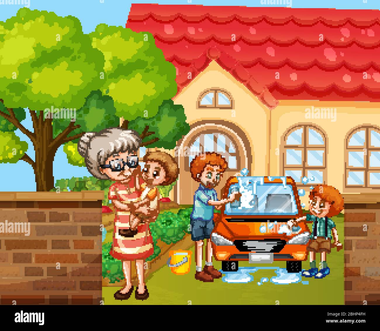 Scene with family having a good time at home illustration Stock Vector ...