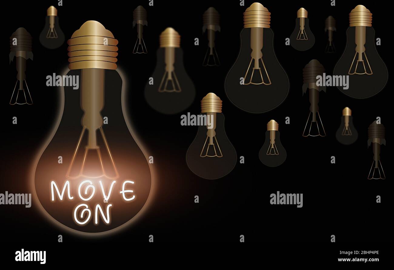 Conceptual hand writing showing Move On. Concept meaning to leave the ...