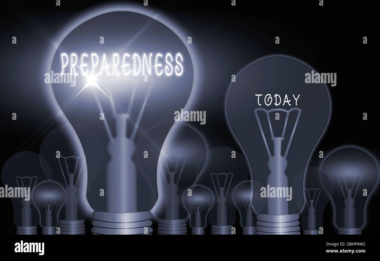 Text sign showing Preparedness. Business photo showcasing quality or ...
