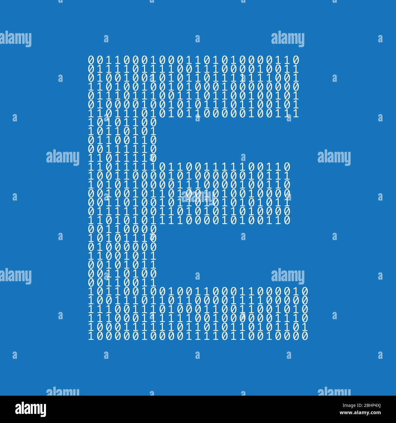 Letter E made from binary code digits. Technology background Stock ...