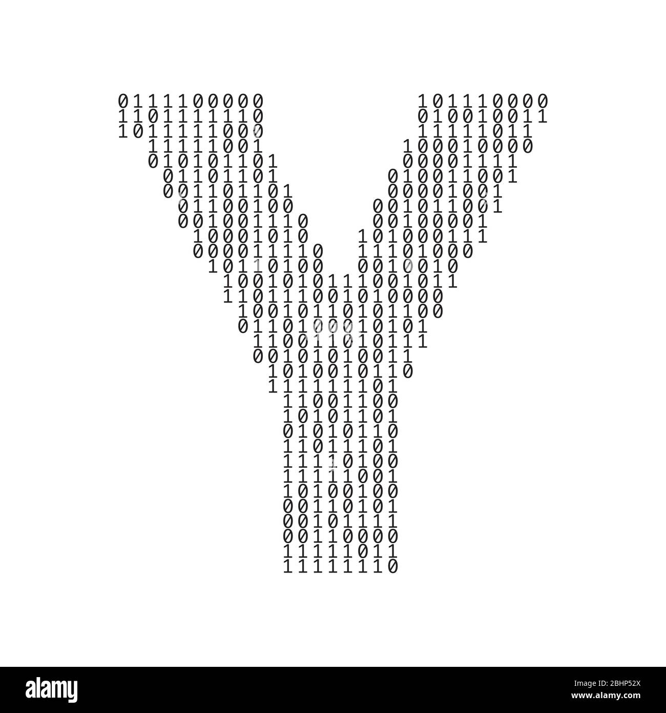 Letter Y made from binary code digits. Technology background Stock ...