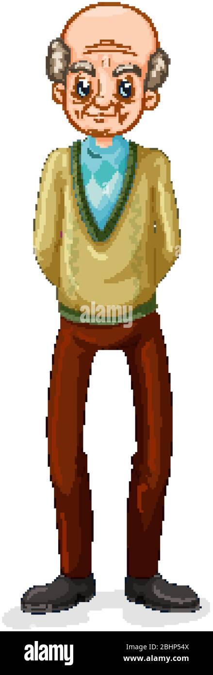 Old man standing on white background illustration Stock Vector Image ...