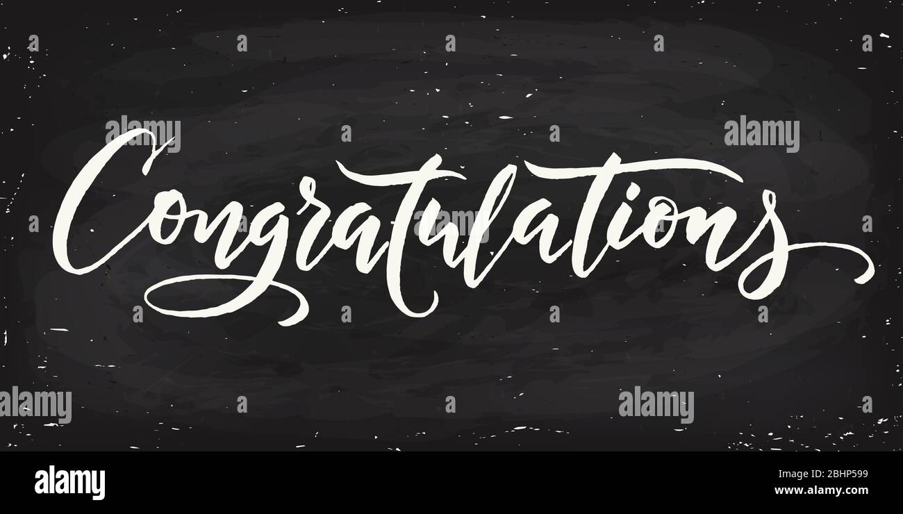 Congratulations blackboard design calligraphy. Hand written text Stock ...