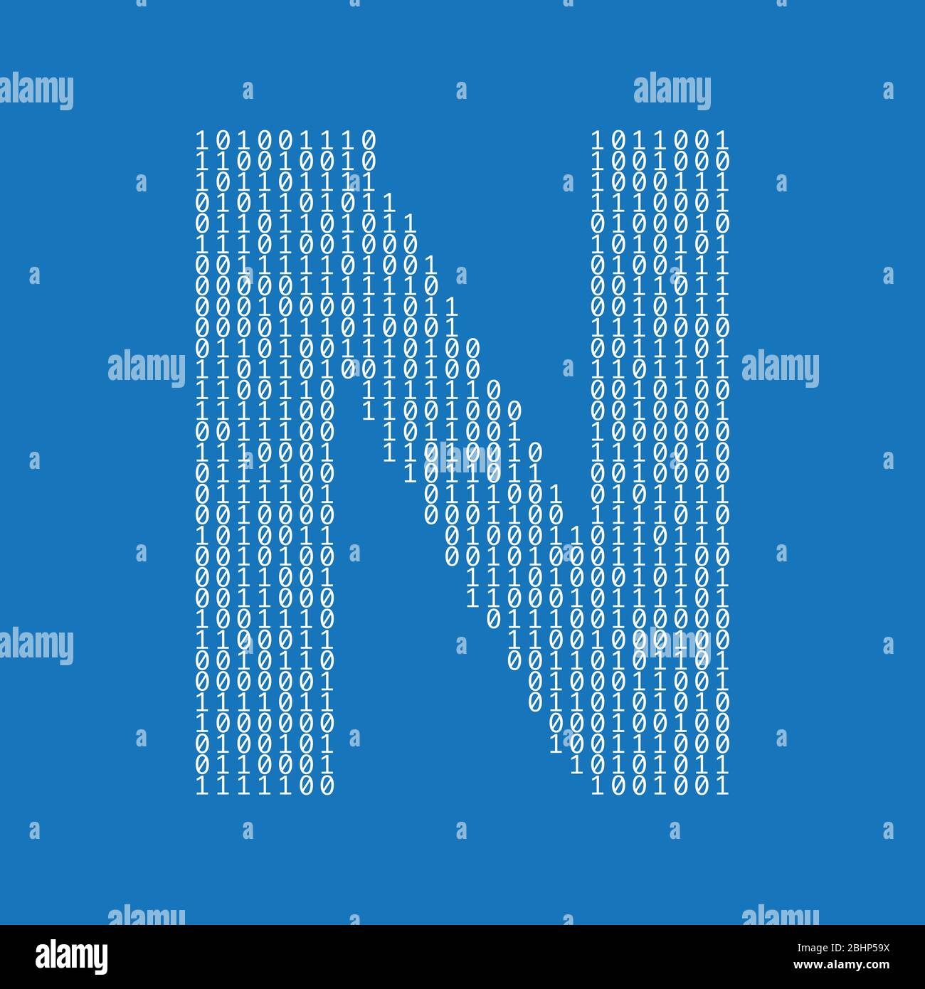 Letter N made from binary code digits. Technology background Stock ...