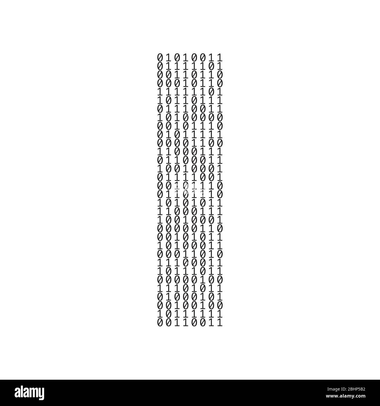 Letter I made from binary code digits. Technology background Stock ...