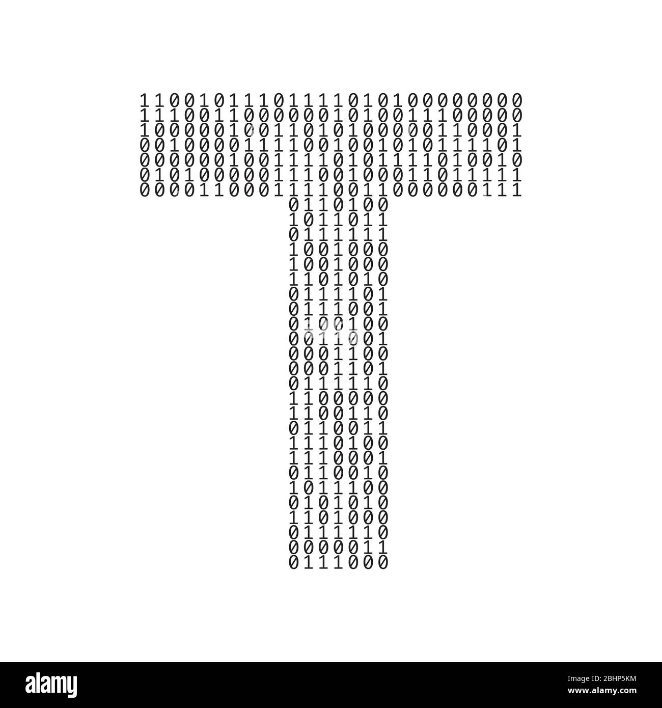Letter T made from binary code digits. Technology background Stock ...