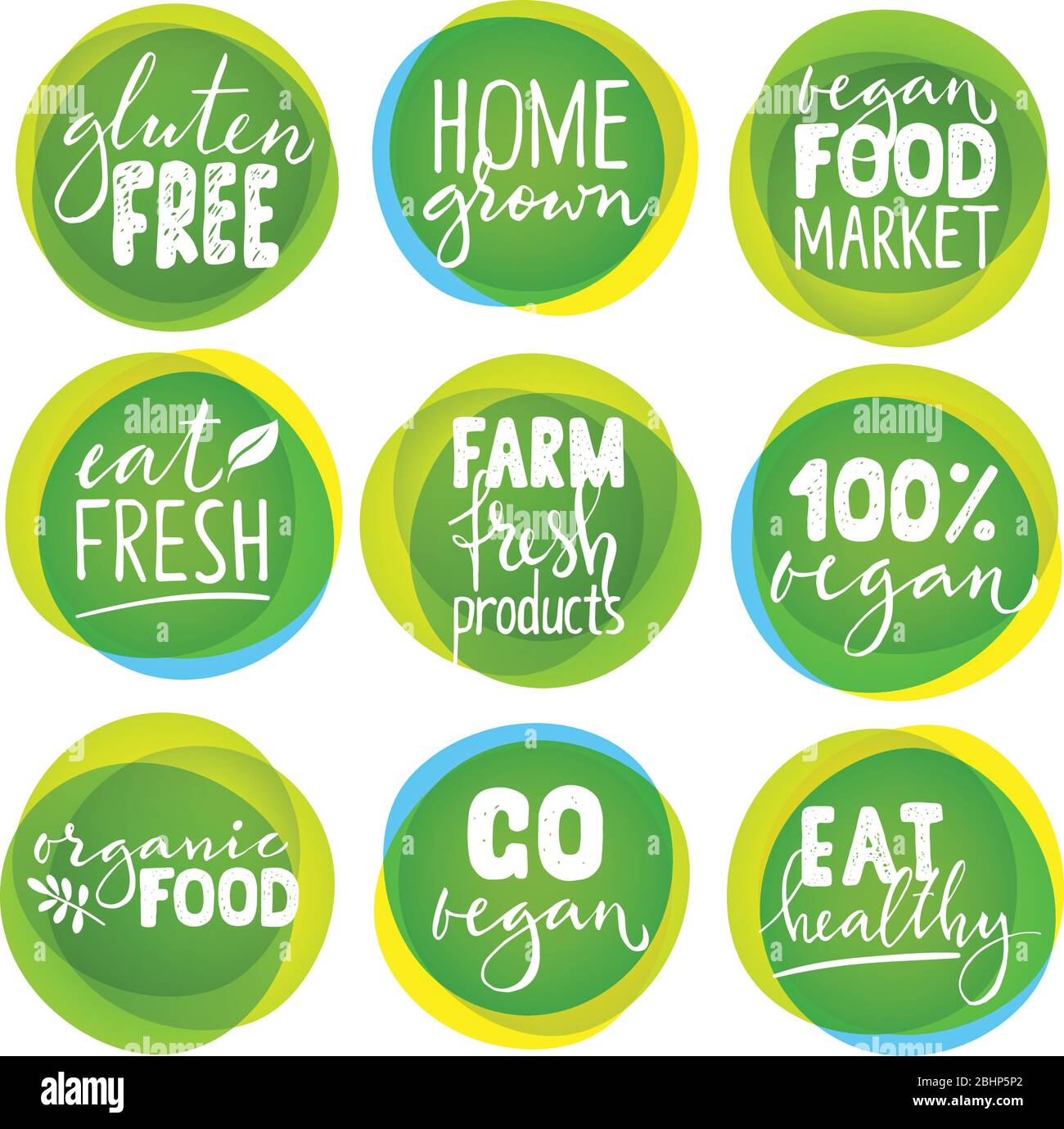 Big vector set of vegetarian labels and stickers with lettering Stock ...