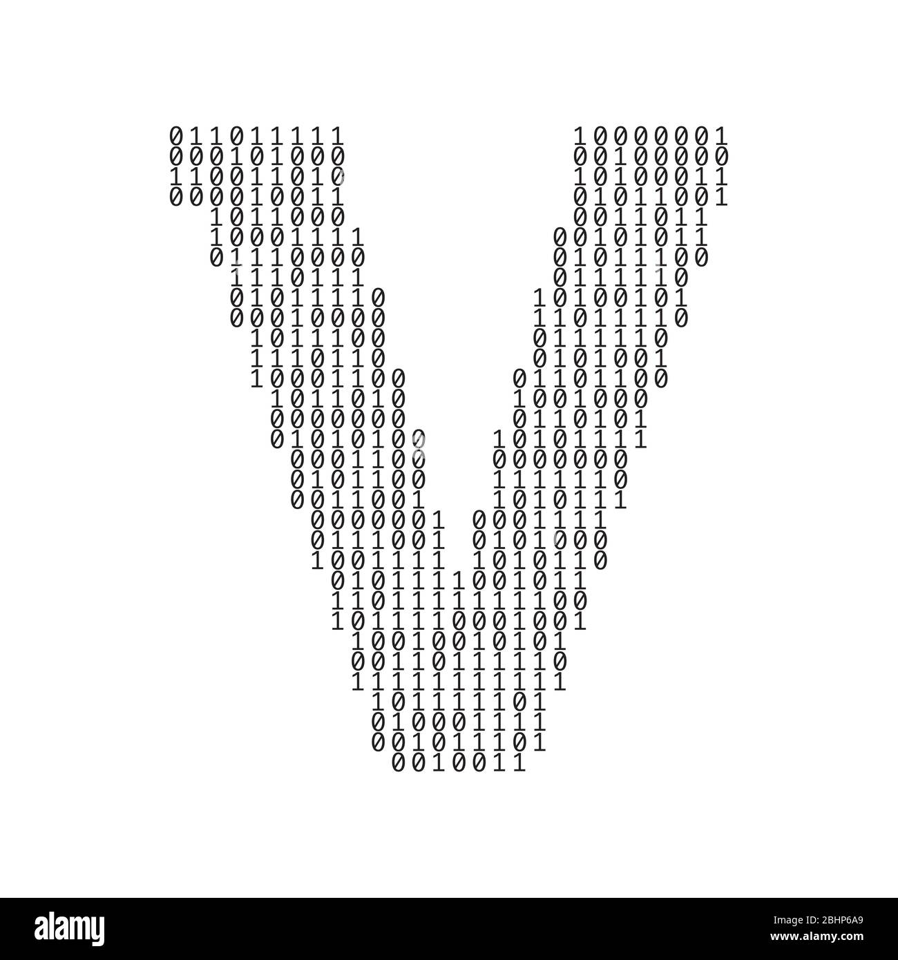 Letter V made from binary code digits. Technology background Stock ...