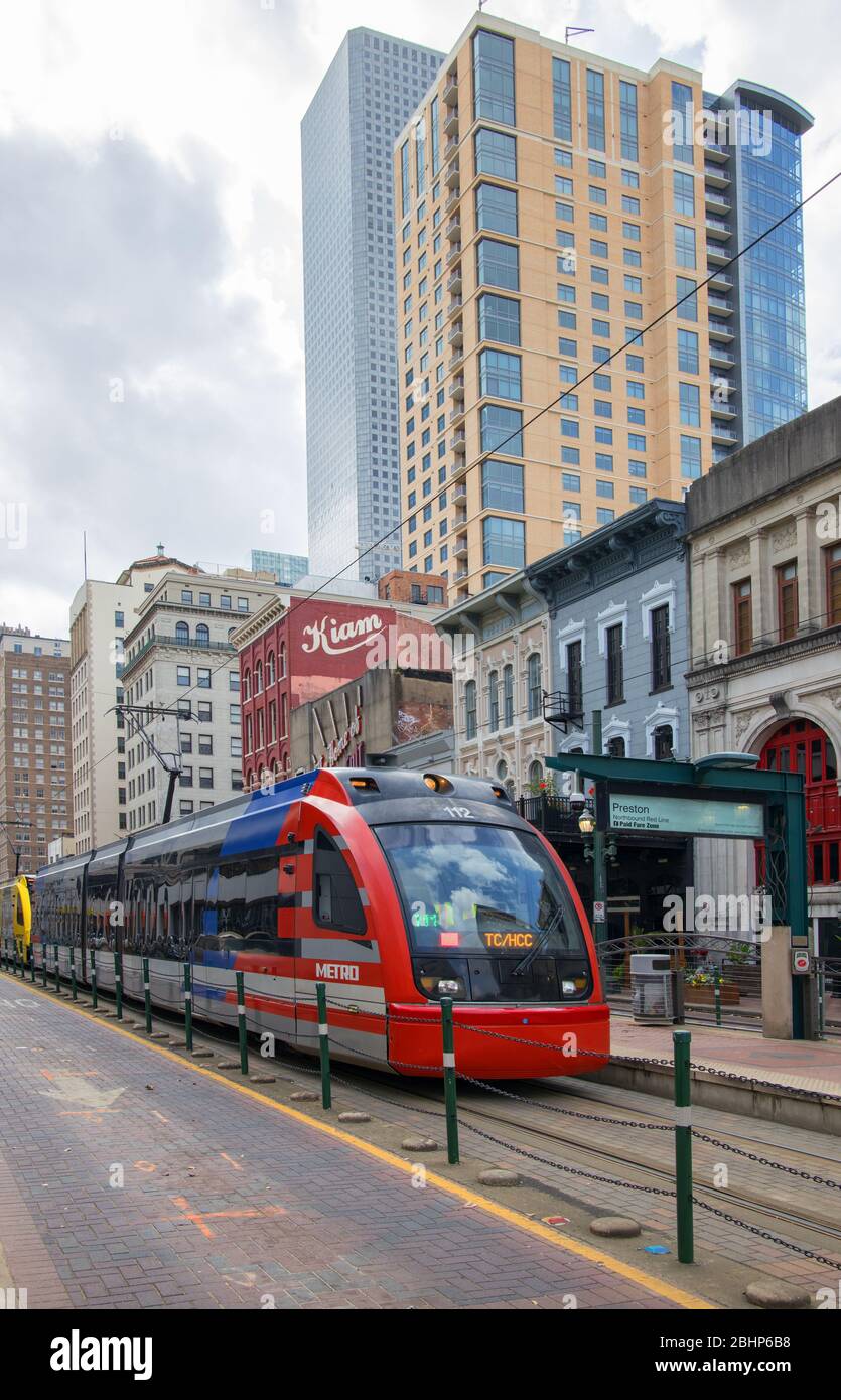 the mass transit red metro in houston texas Stock Photo - Alamy