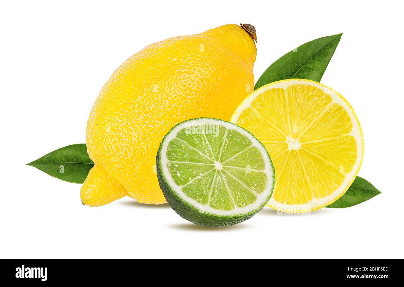 Fresh lemon and lime isolated on white background Stock Photo - Alamy