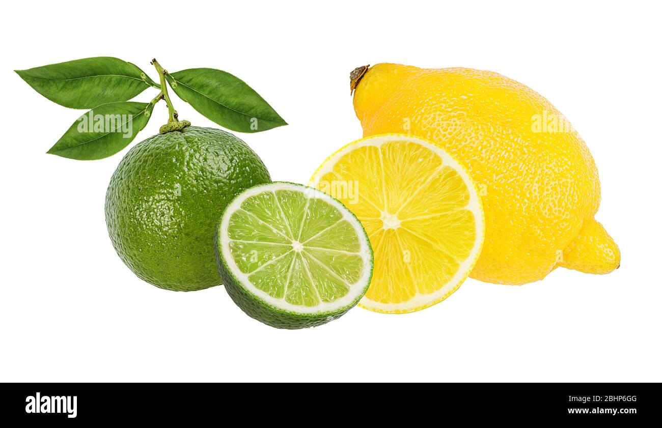 Fresh lemon and lime isolated on white background Stock Photo - Alamy