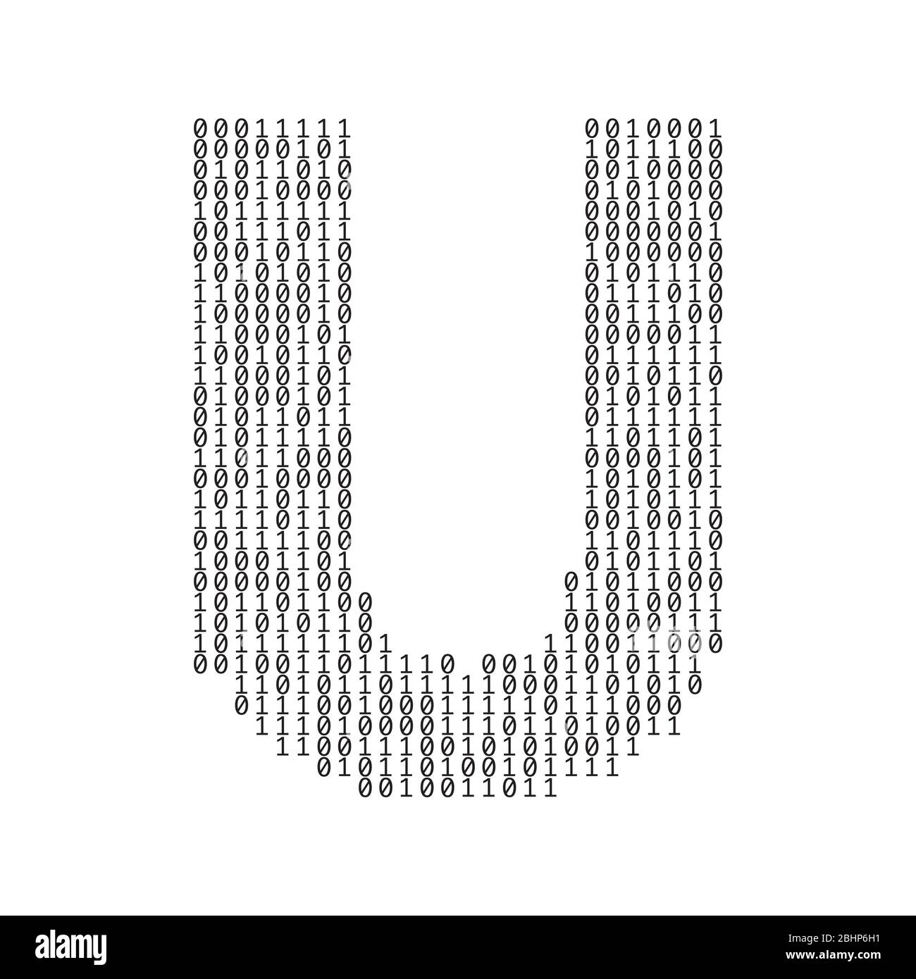 Letter U made from binary code digits. Technology background Stock ...