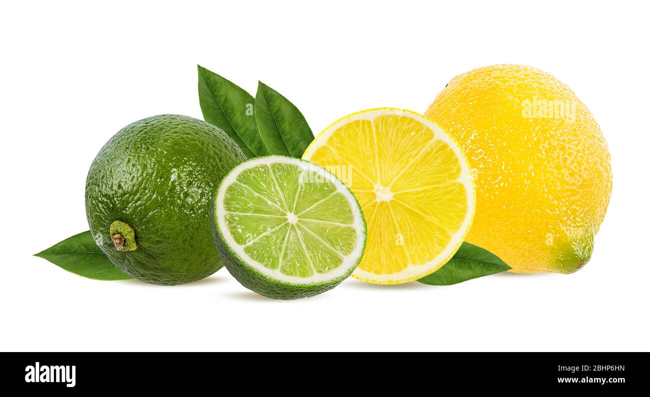 Fresh lemon and lime isolated on white background Stock Photo - Alamy
