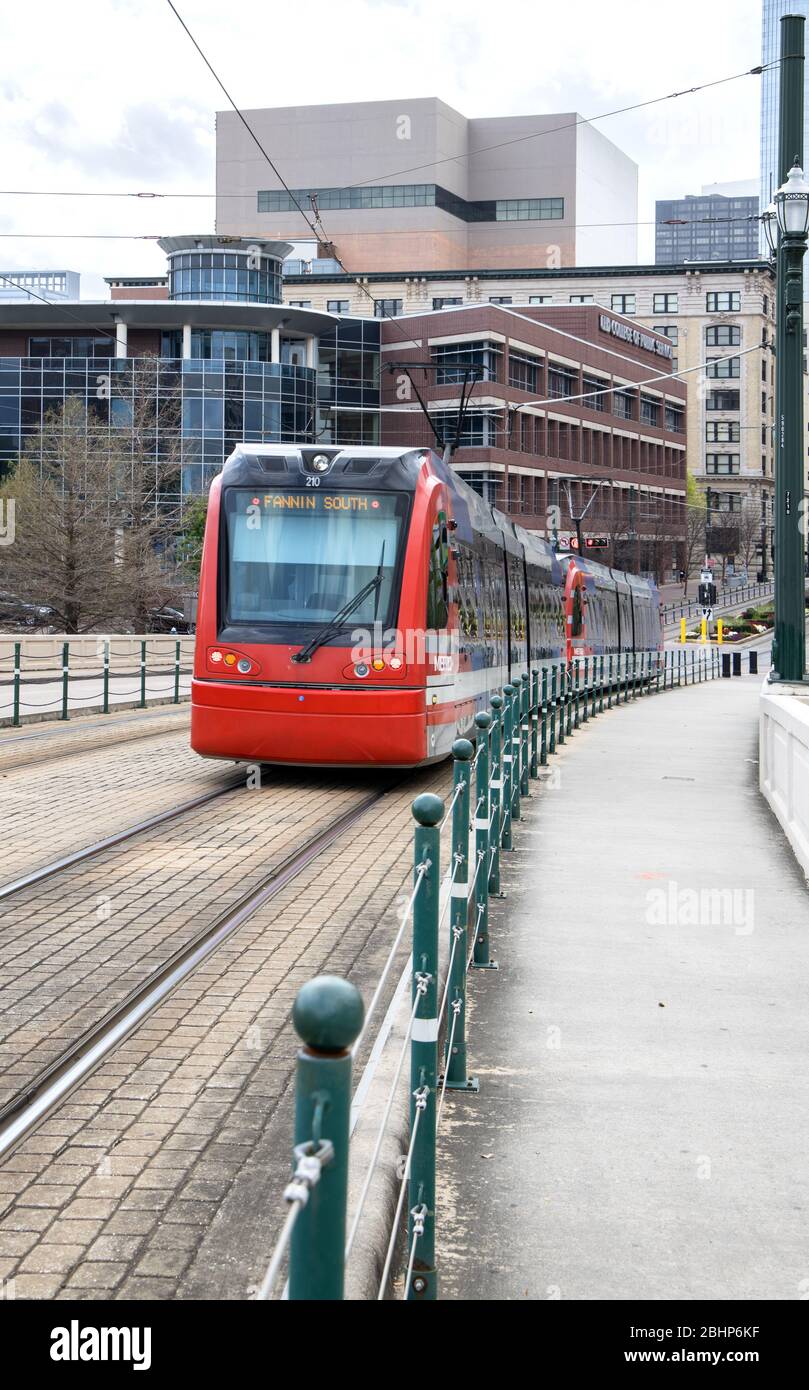 the mass transit red metro in houston texas Stock Photo - Alamy