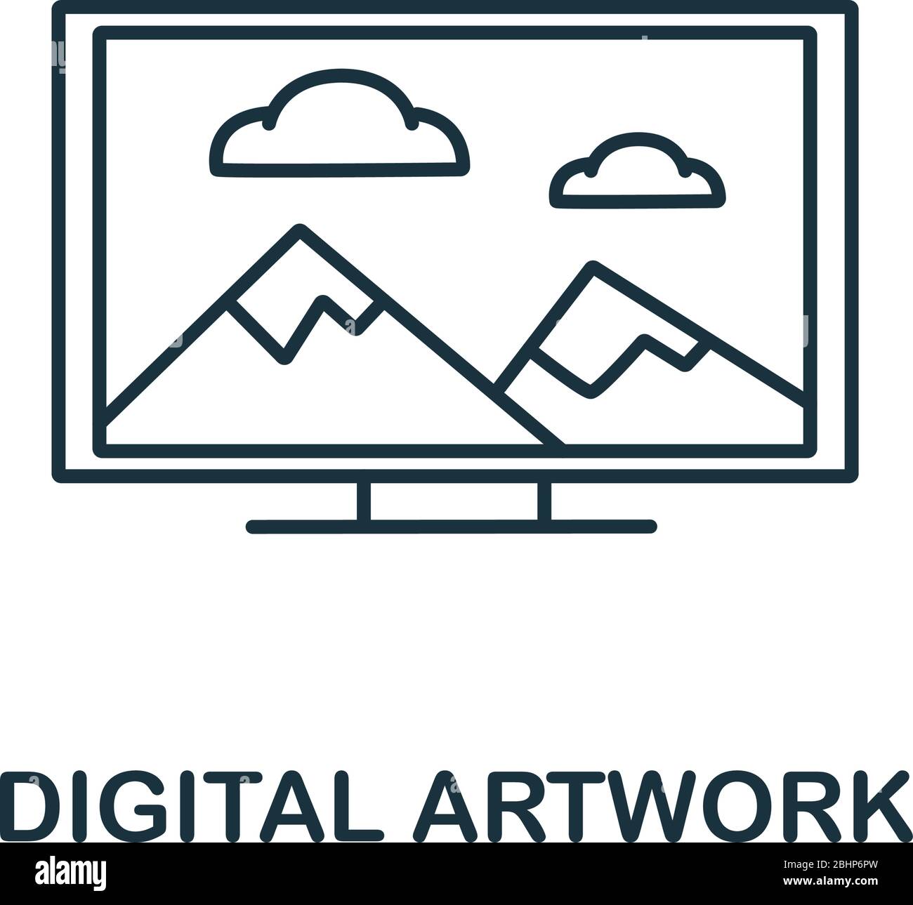 Digital Artwork icon. Simple line element Digital Artwork symbol for ...