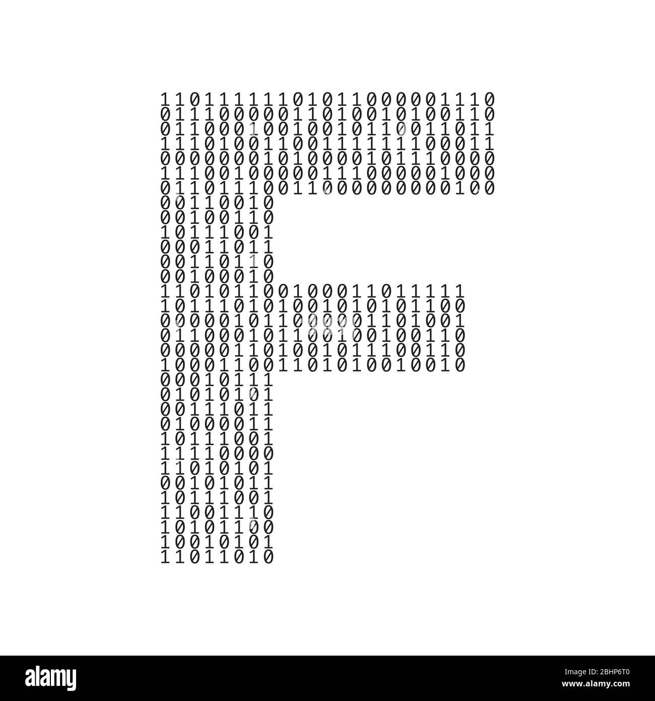 Letter F made from binary code digits. Technology background Stock ...