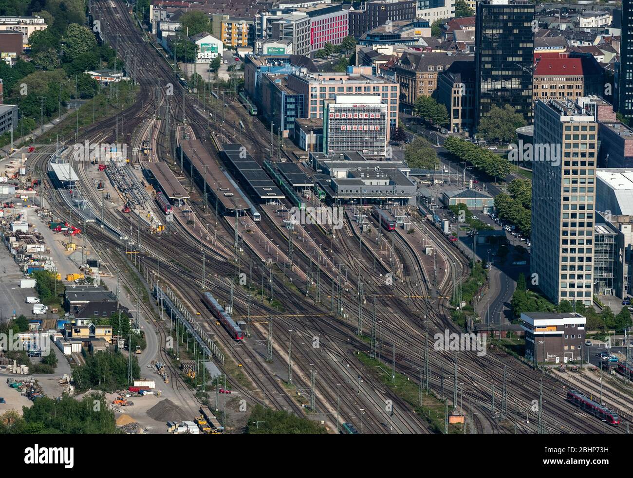 Dortmund, Germany. 26th Apr, 2020. The main station from the air ...