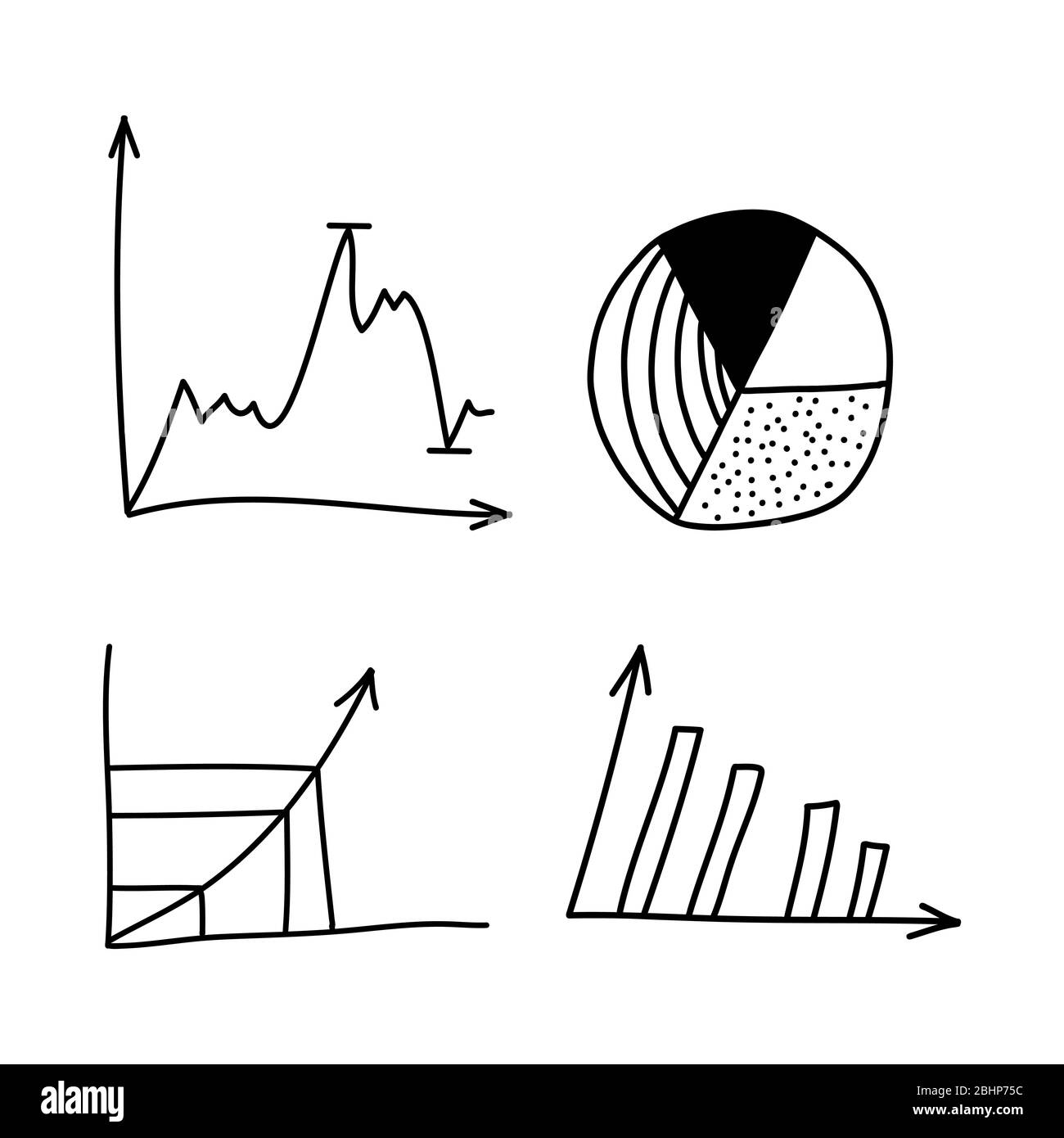 Set of cute hand drawn graphs. Doodle icon elements. Isolated on white ...