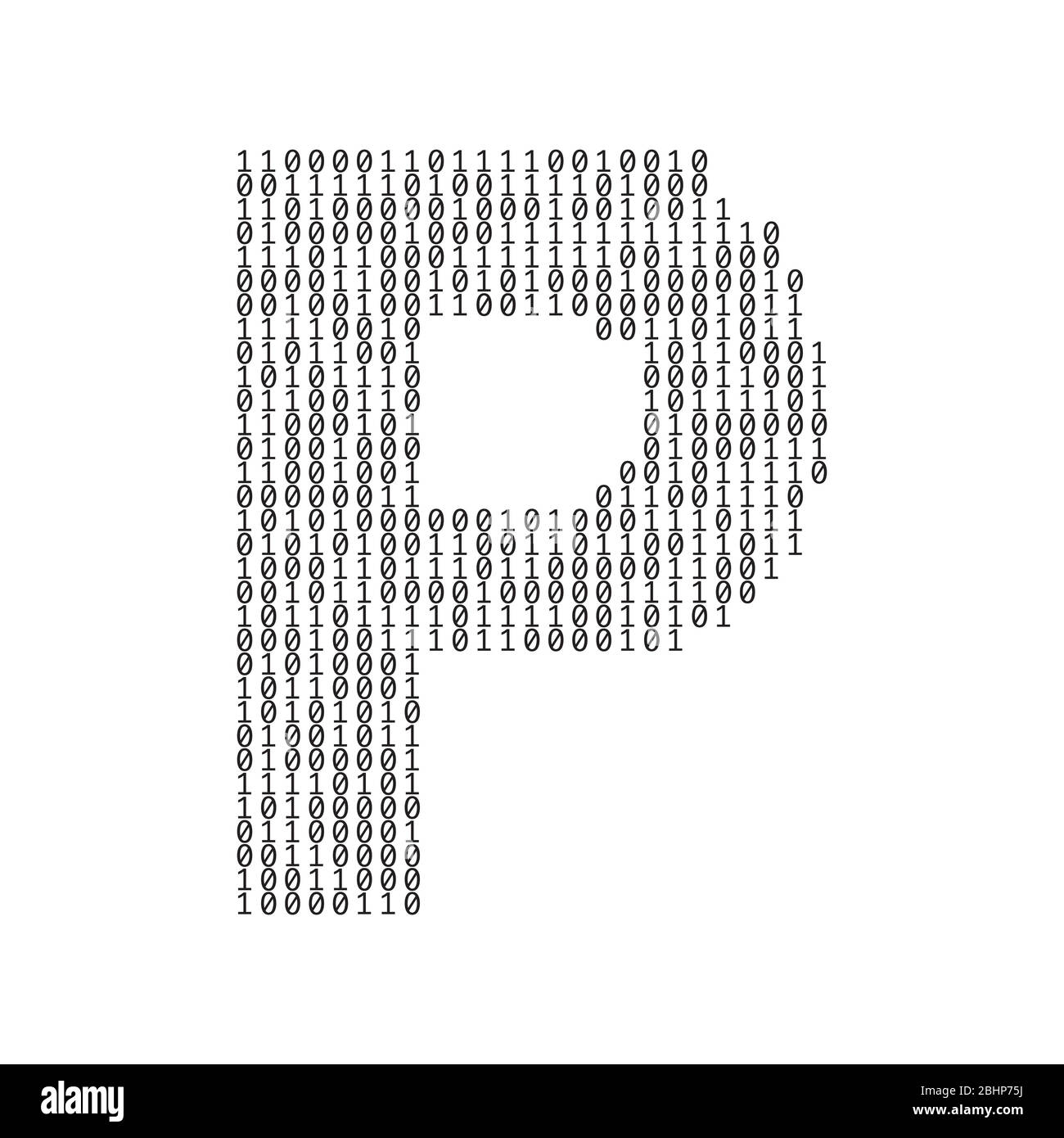 Letter P made from binary code digits. Technology background Stock ...