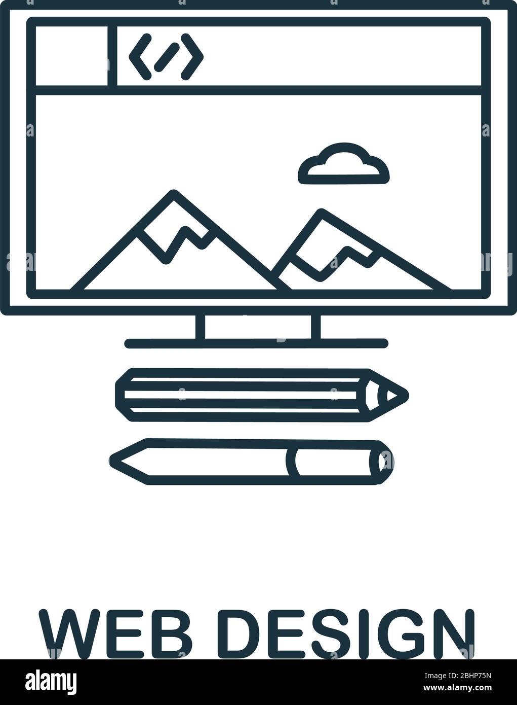 Web Design icon. Simple line element Web Design symbol for templates ...