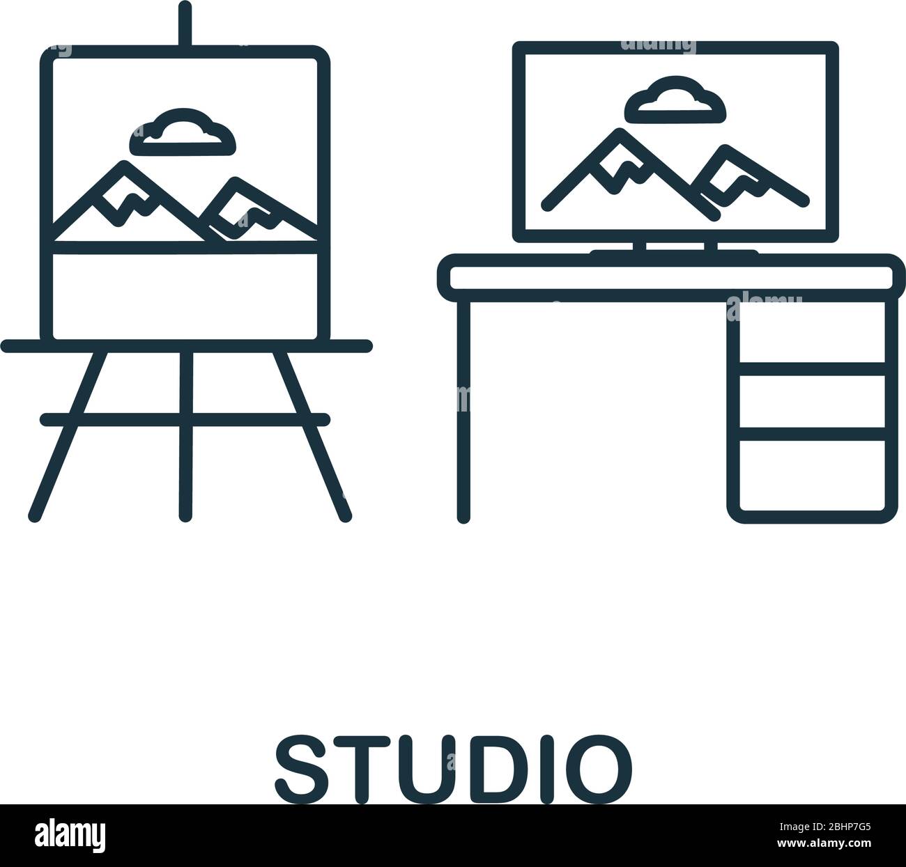 Studio icon. Simple line element Studio symbol for templates, web ...