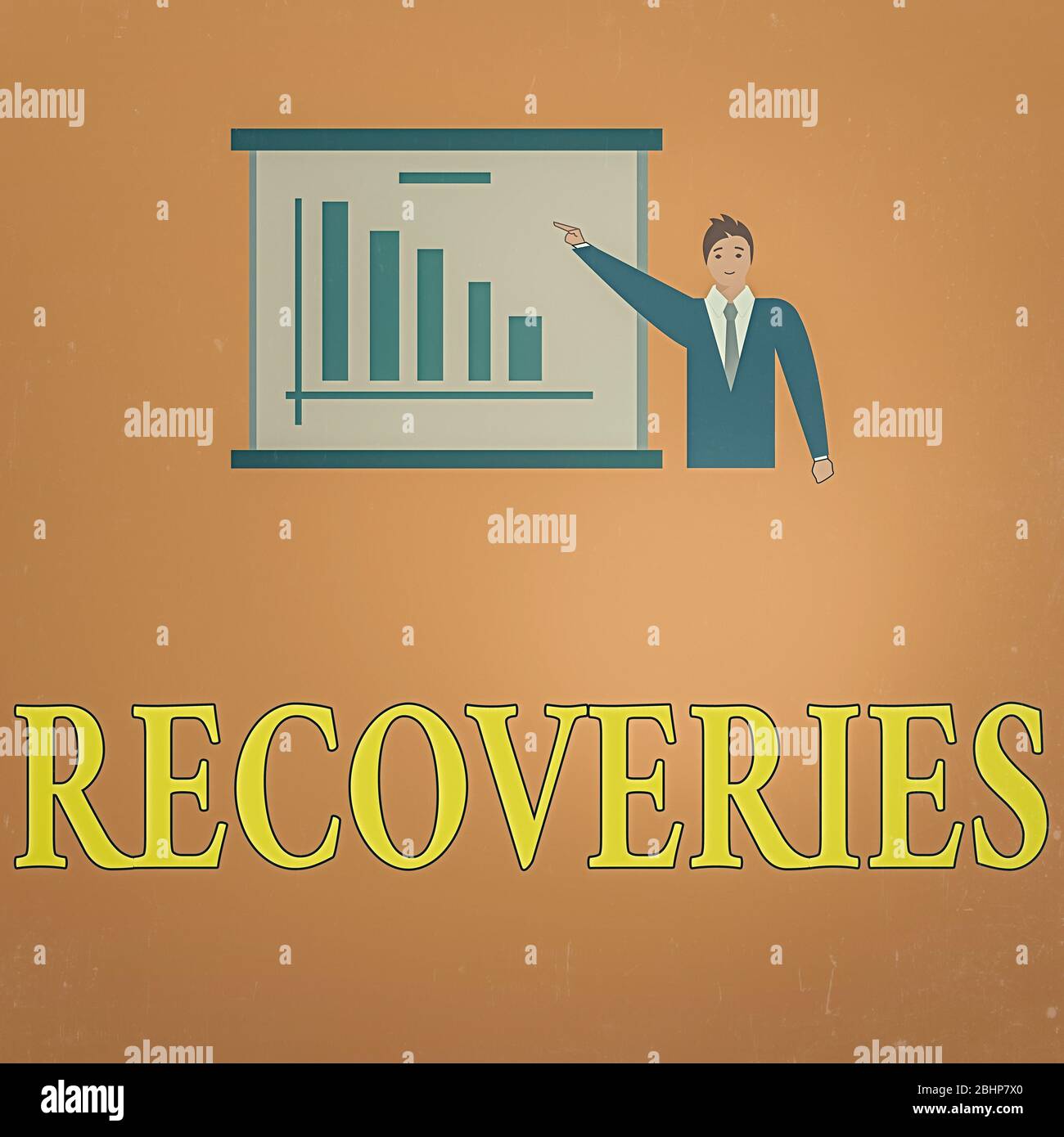Writing note showing Recoveries. Business concept for process of ...