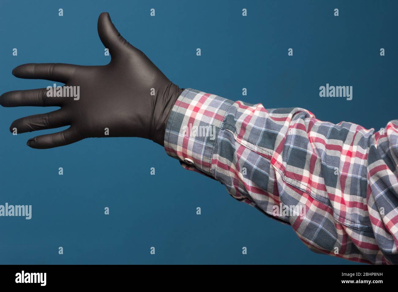 Hygienic hand protection, fine black glove to avoid losing touch in the ...