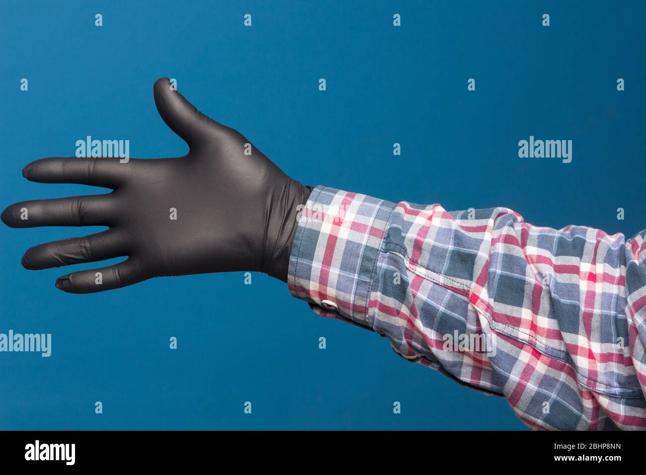 Hygienic hand protection, fine black glove to avoid losing touch in the ...