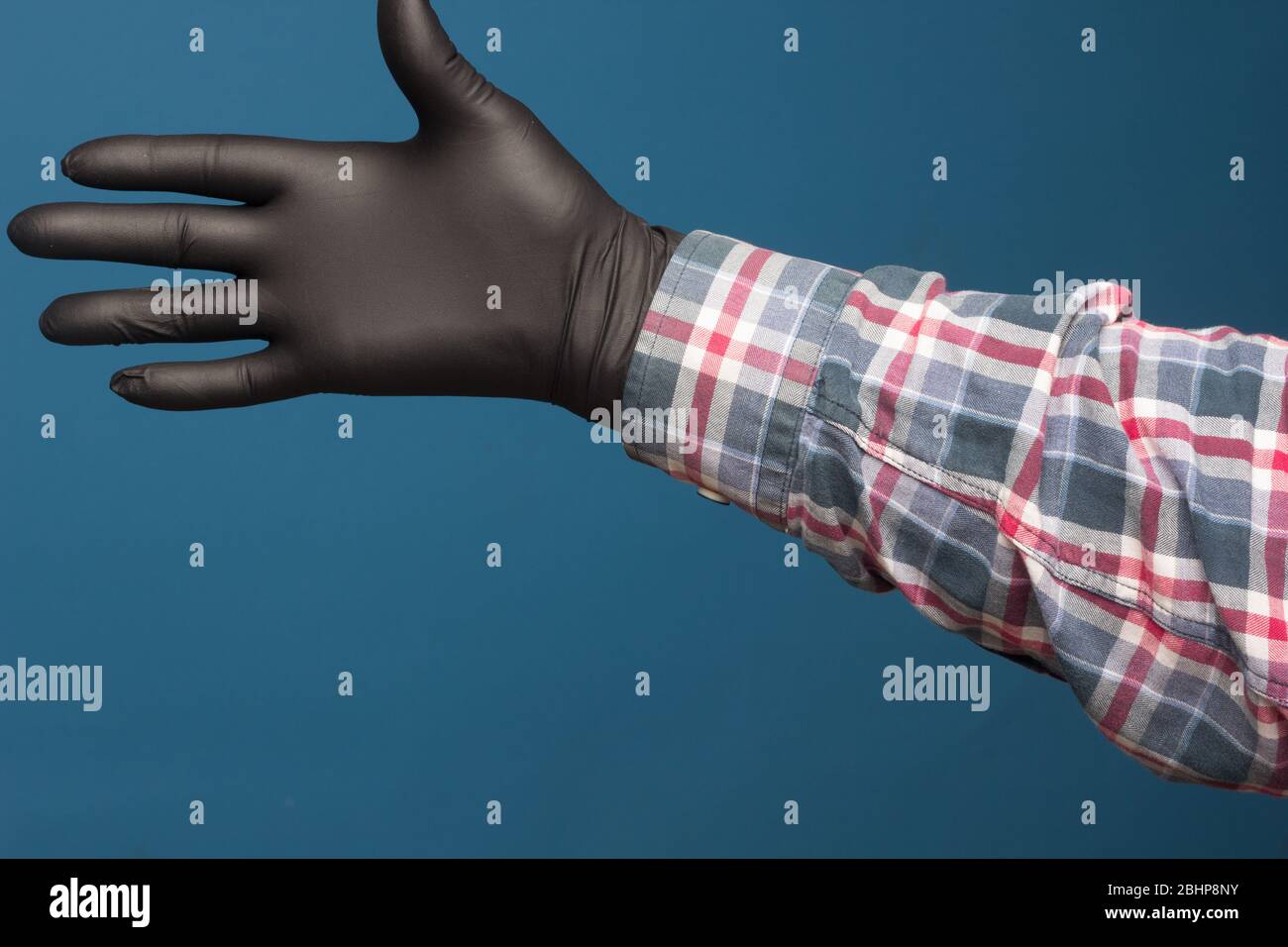 Hygienic hand protection, fine black glove to avoid losing touch in the ...