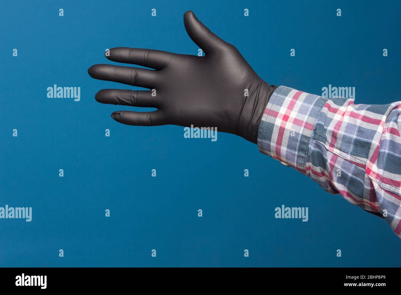 Hygienic hand protection, fine black glove to avoid losing touch in the ...