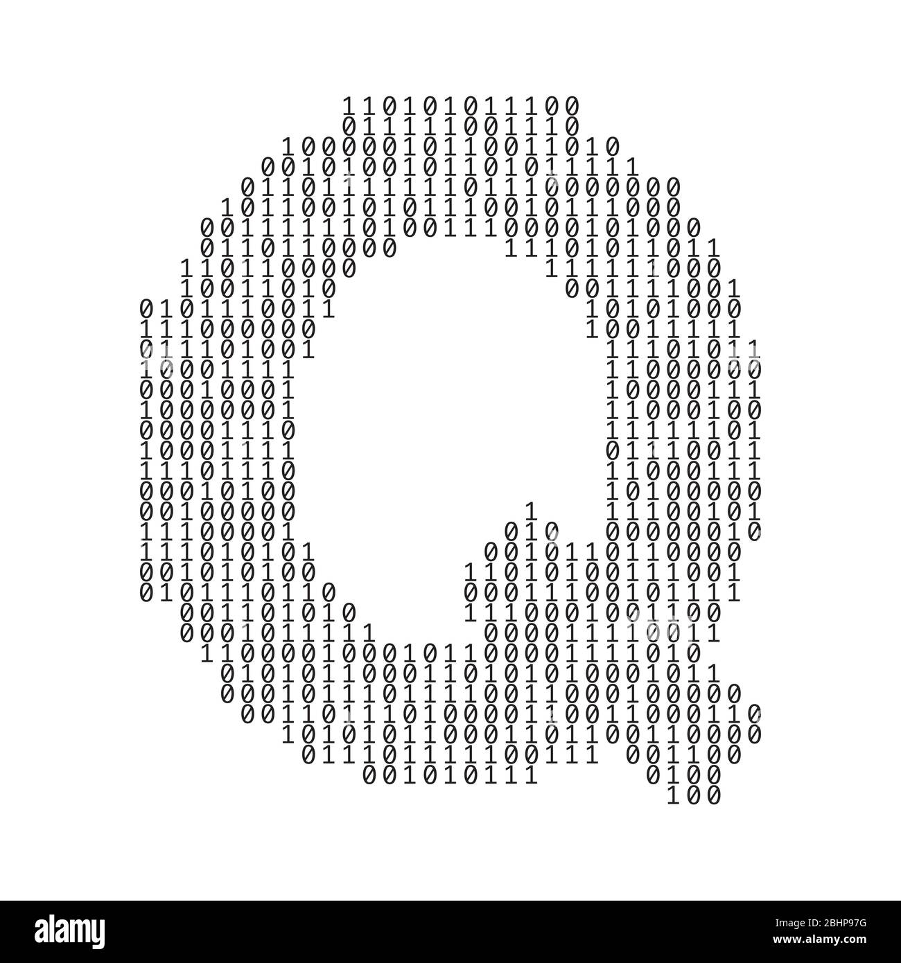 Letter Q made from binary code digits. Technology background Stock ...