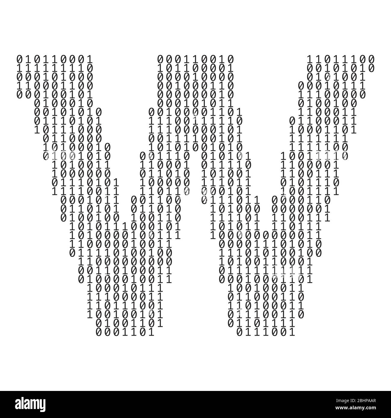 Letter W made from binary code digits. Technology background Stock ...
