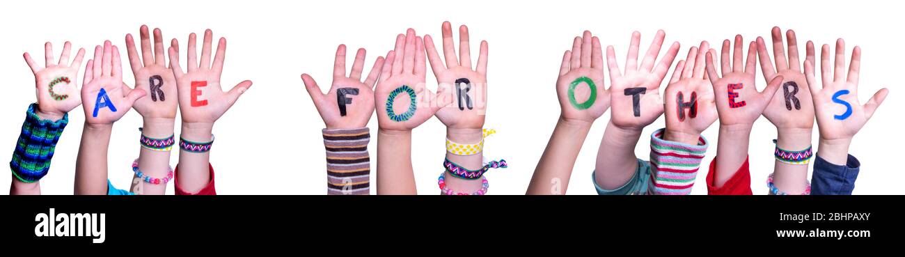 Children Hands Building Word Care For Others, Isolated Background Stock ...