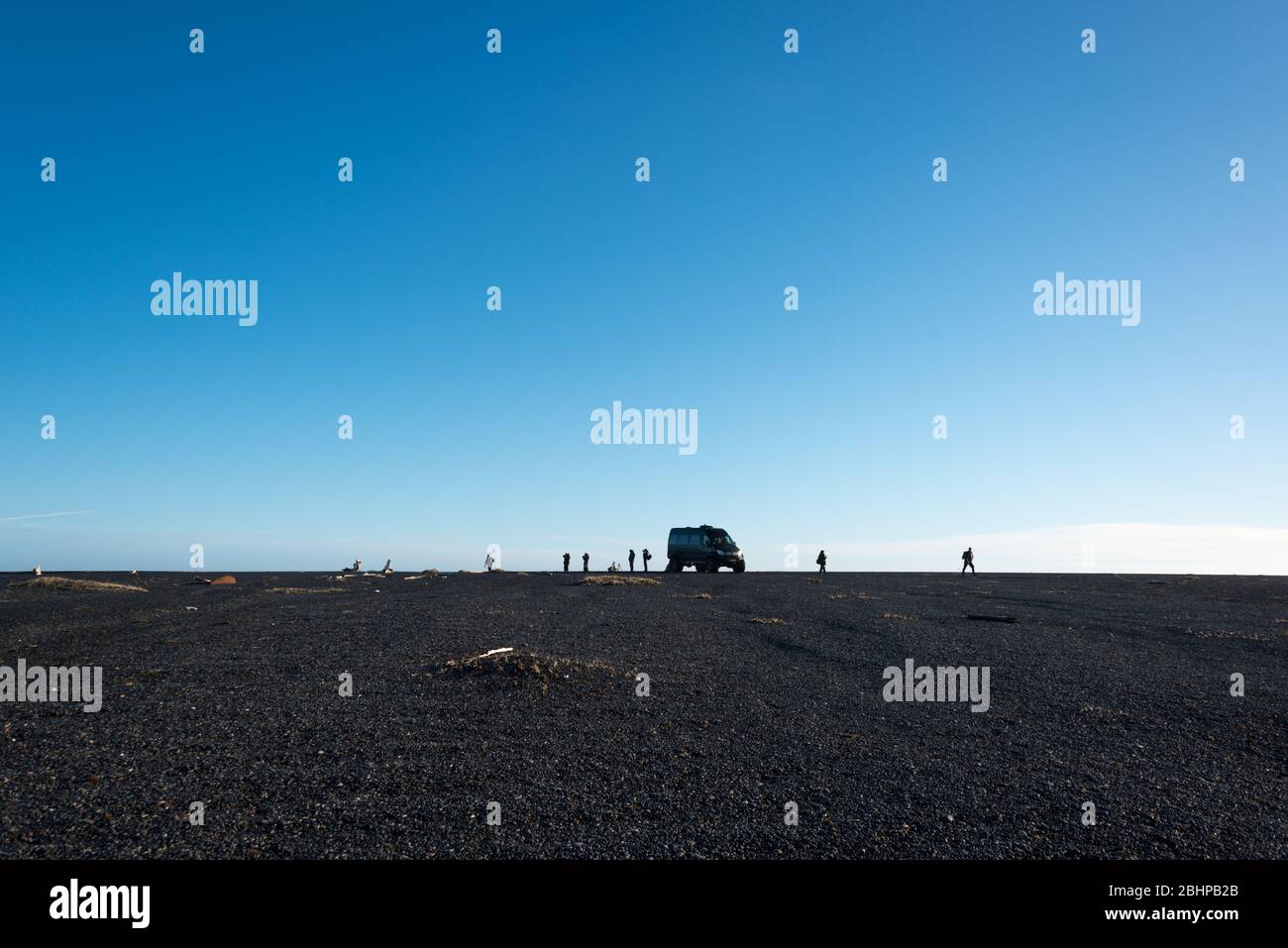 The black sand spit and mountainous backdrop at Eystrahorn, Iceland ...
