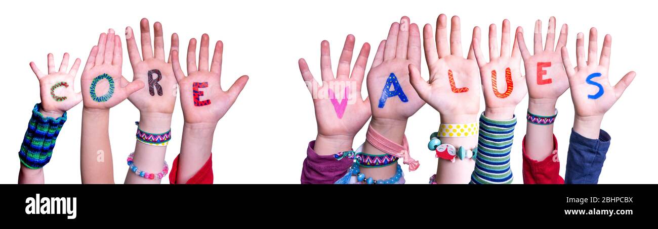 Children Hands Building Word Core Values, Isolated Background Stock ...