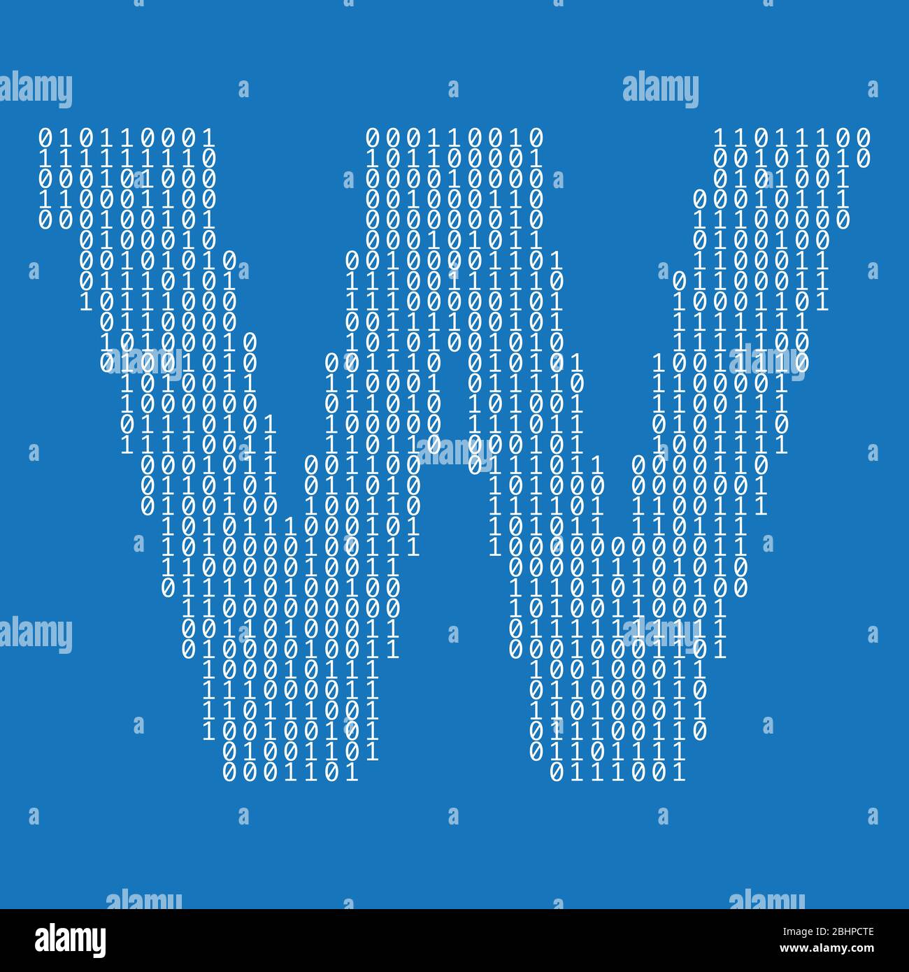 Letter W made from binary code digits. Technology background Stock ...