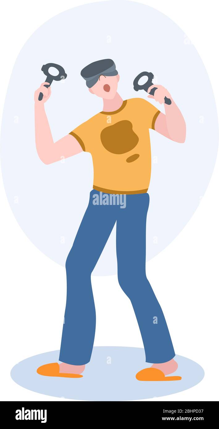 Person playing virtual reality game Stock Vector Images - Alamy