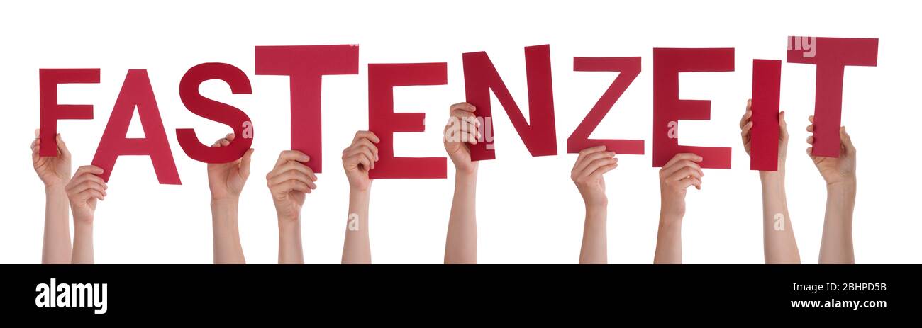People Hands Holding Word Fastenzeit Means Fasting, Isolated Background ...